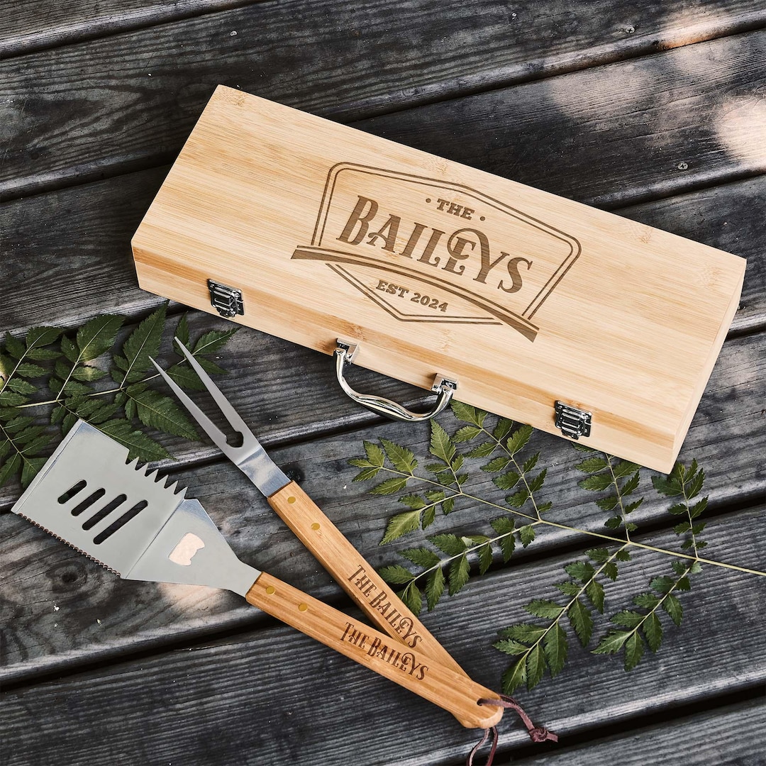 Custom BBQ Set Dad Christmas Gift Personalized Grilling Set Engraved ...