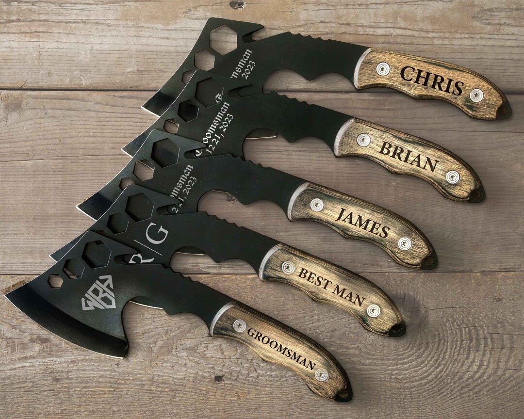 Set of 10 Throwing Axe Personalized Groomsmen Gifts Bearded Axe ...