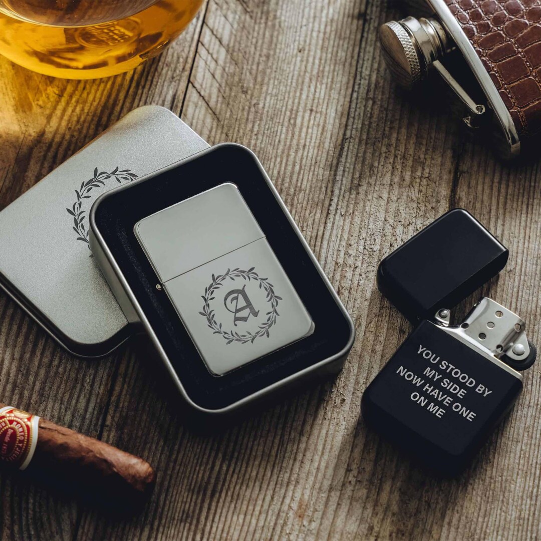 Groomsmen Lighters Personalized Monogram Lighter Case, Mens Gift Custom ...