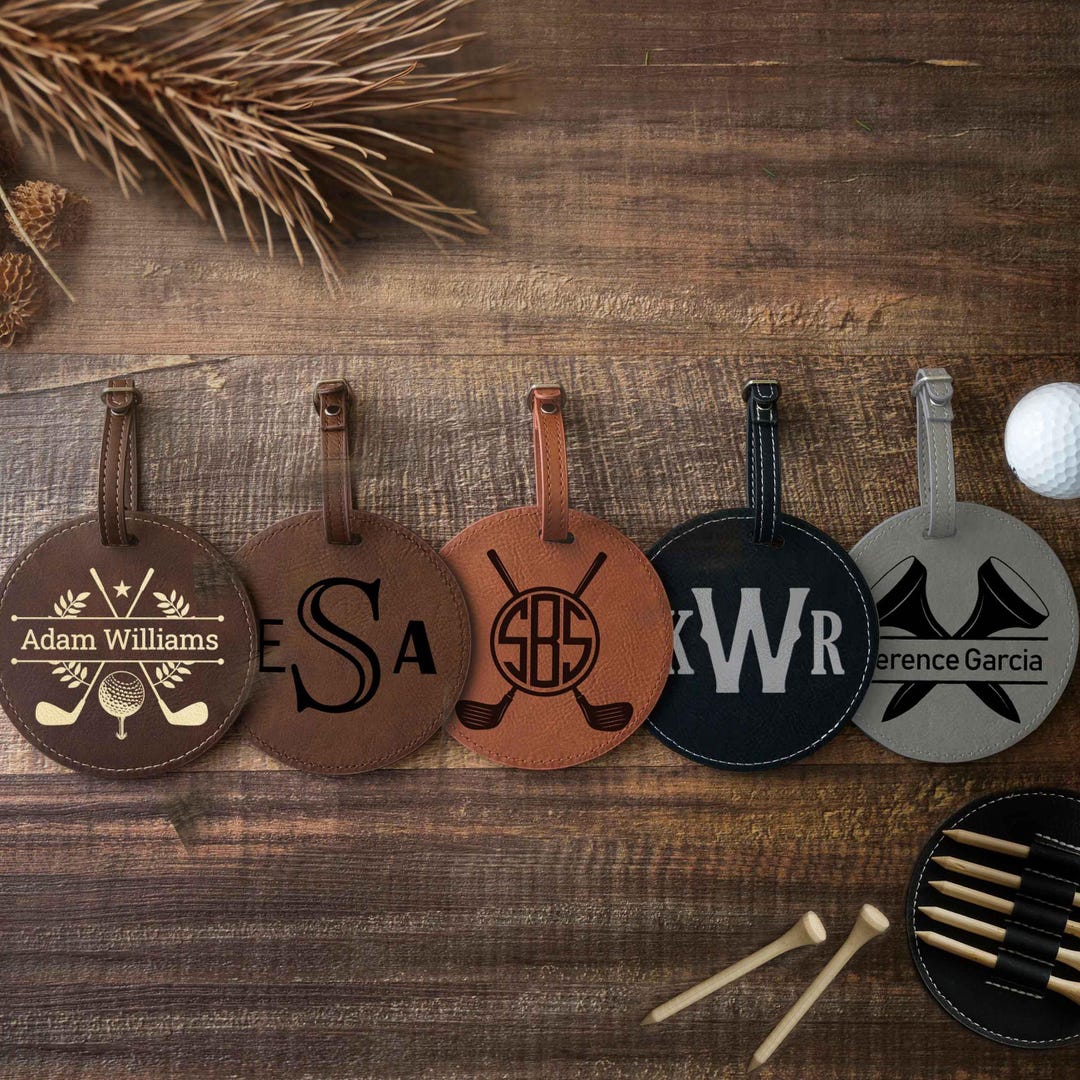 Personalized Golf Bag Tag Tee Holder, Golf Gifts for Men, Leather Golf ...