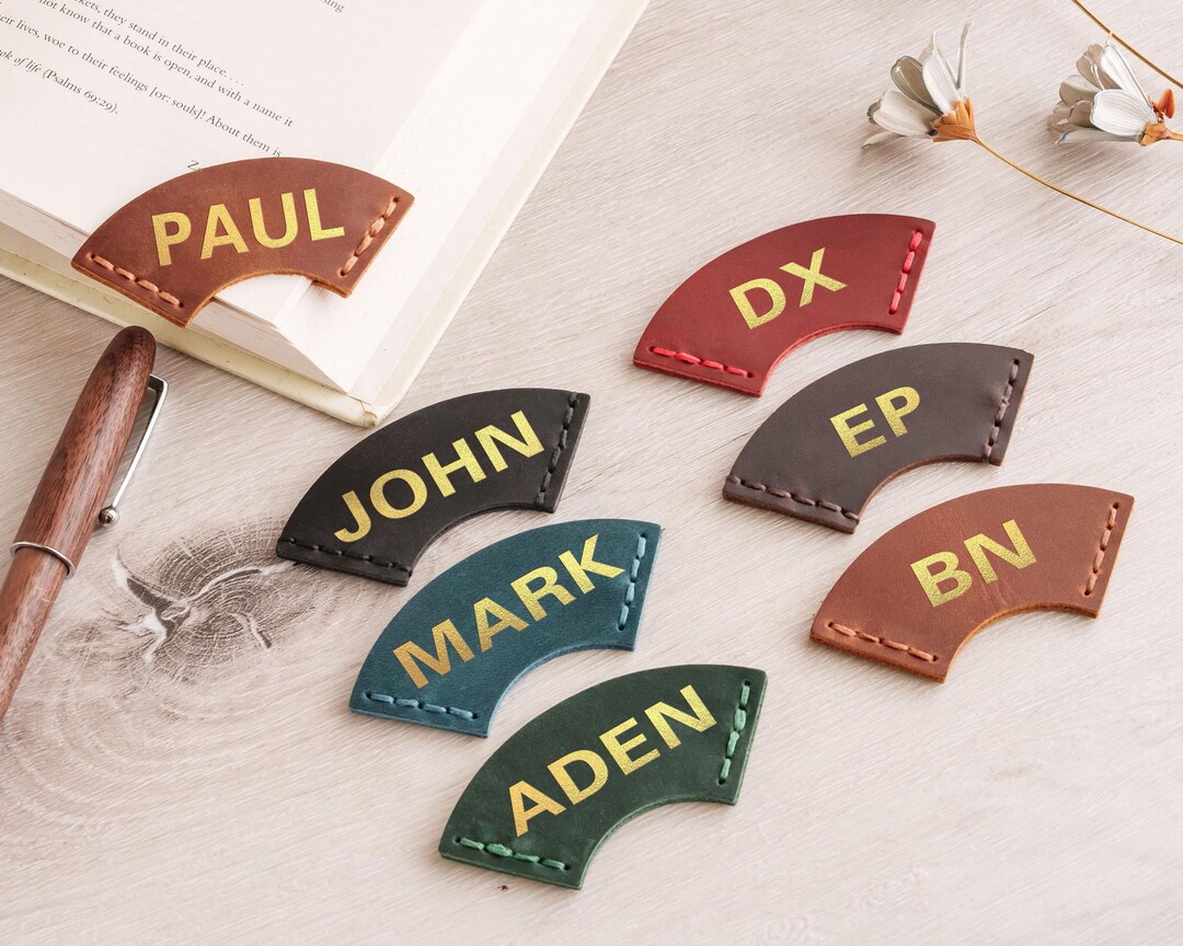 Personalized Leather Bookmark: Custom Initial Embossed Book Lover Gift ...