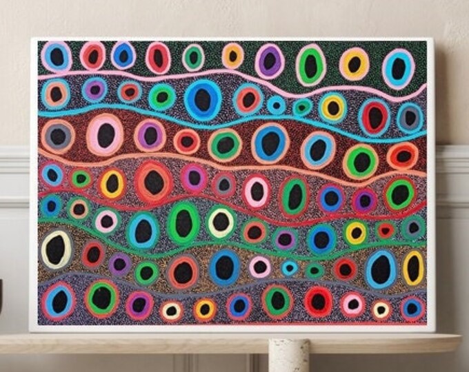 Aboriginal - Running Water - Acrylic Art Painting on Canvas, Home Decor ...