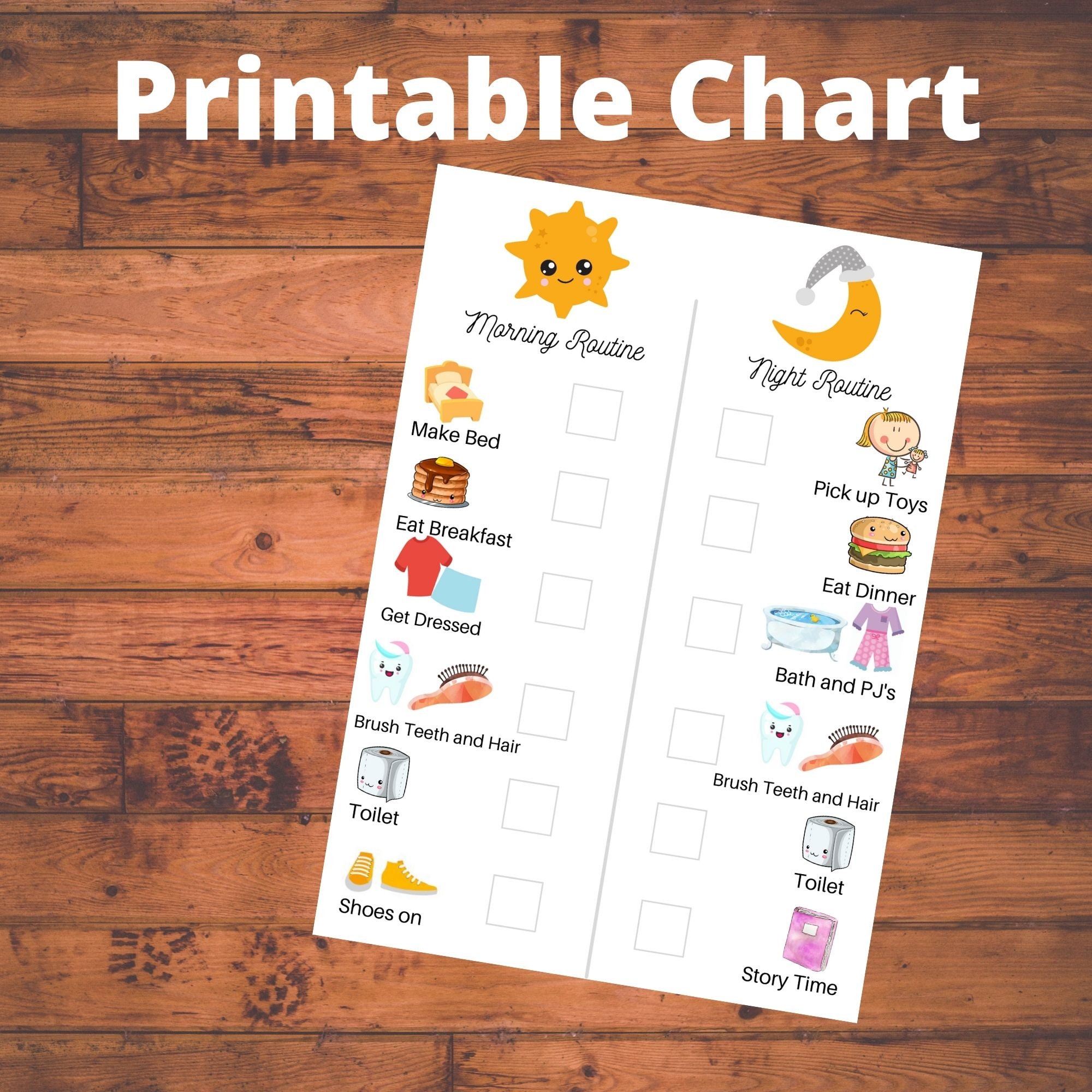 Printable Children's Morning And Night time Routine Chart | Etsy