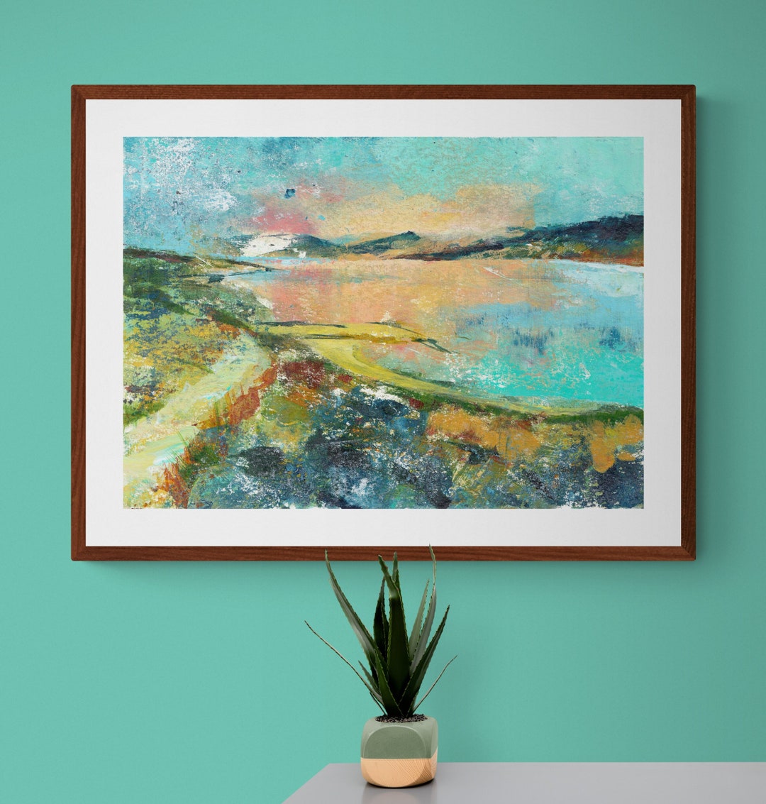 Spanish Landscape Painting Art Print Contemporary Landscape Art Lake ...