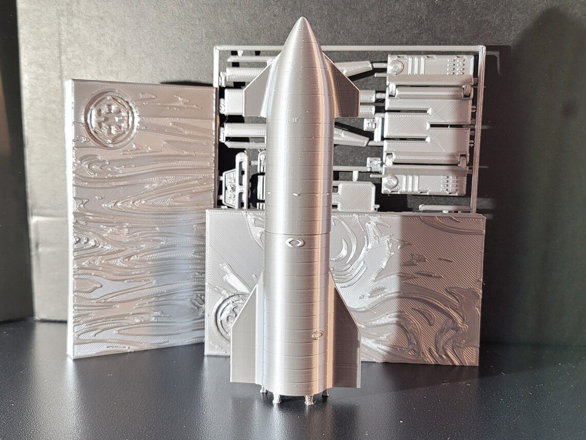 3D Printed SpaceX Starship Model Silver 6.5 Height. | Etsy