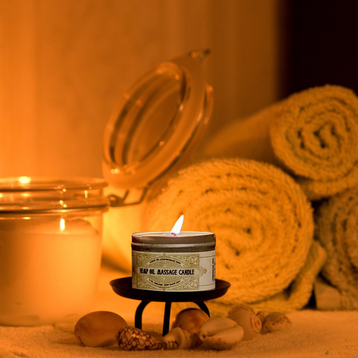 Hemp Massage Oil Candle For Anti Aging Skin Relaxing Muscles Etsy
