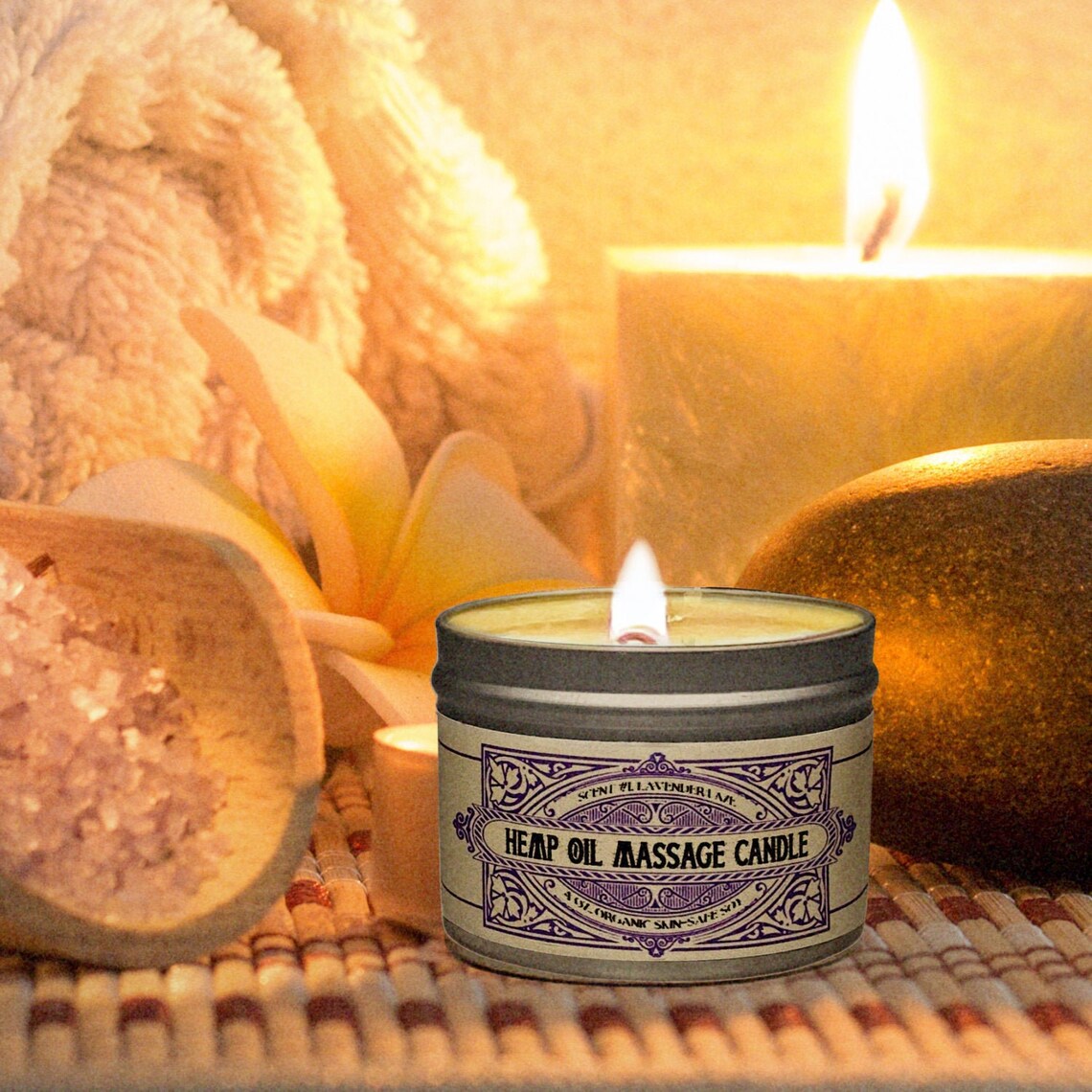 Hemp Massage Oil Candle For Anti Aging Skin Relaxing Muscles Etsy