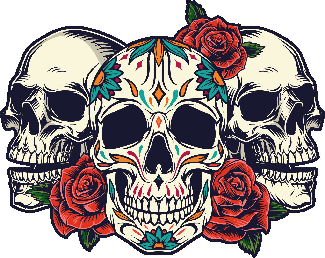 4 Digital Skull Designs - Etsy