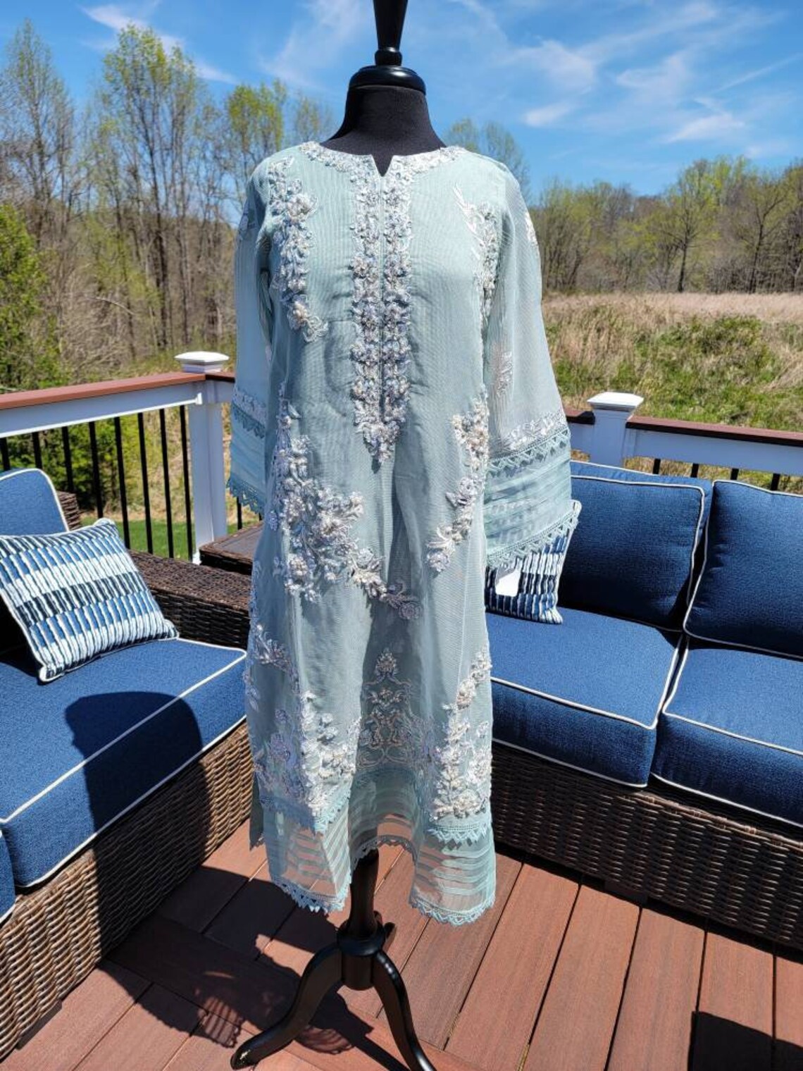 Gorgeous Ice Blue Formal Attire. Ready to Wear. Heavy All Over - Etsy