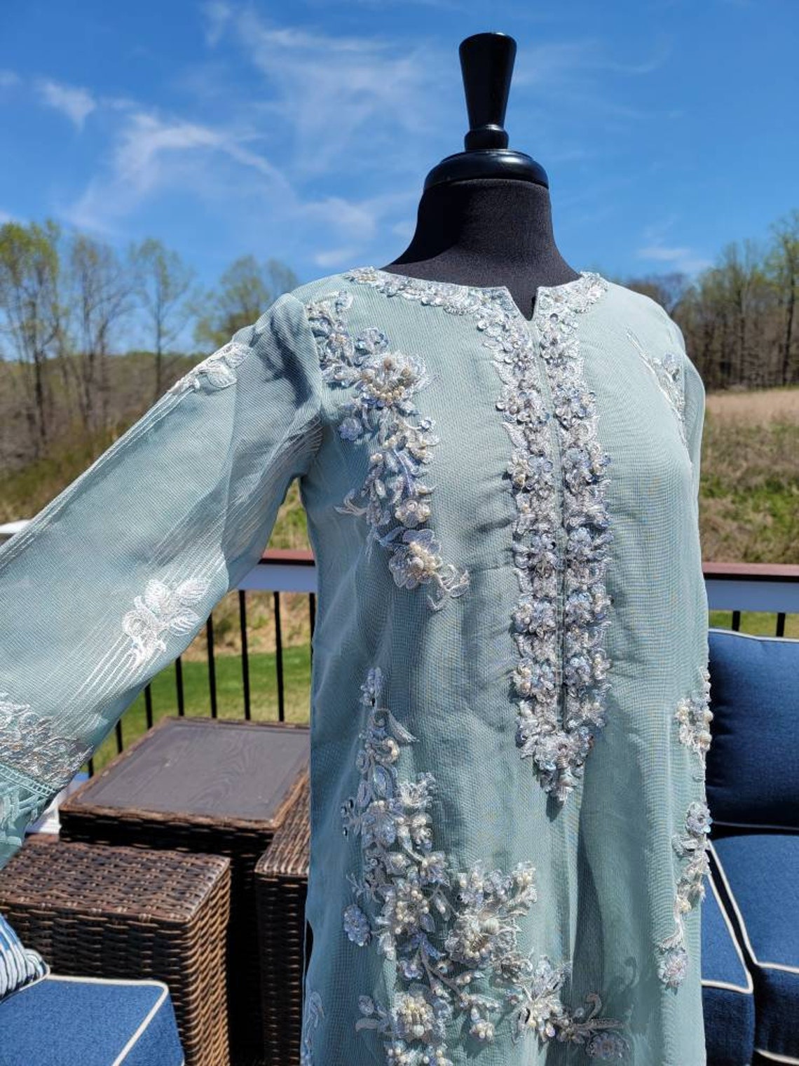 Gorgeous Ice Blue Formal Attire. Ready to Wear. Heavy All Over - Etsy