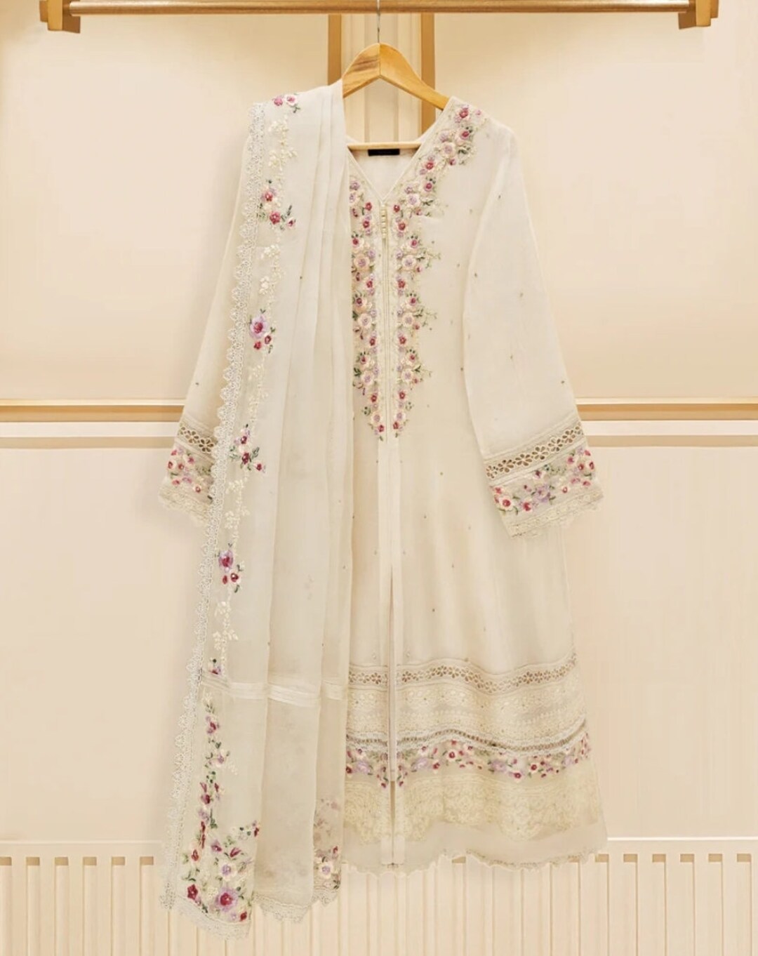 3 Pc Pure Cotton Net Embroidered Suit. Original Agha Noor. - Etsy