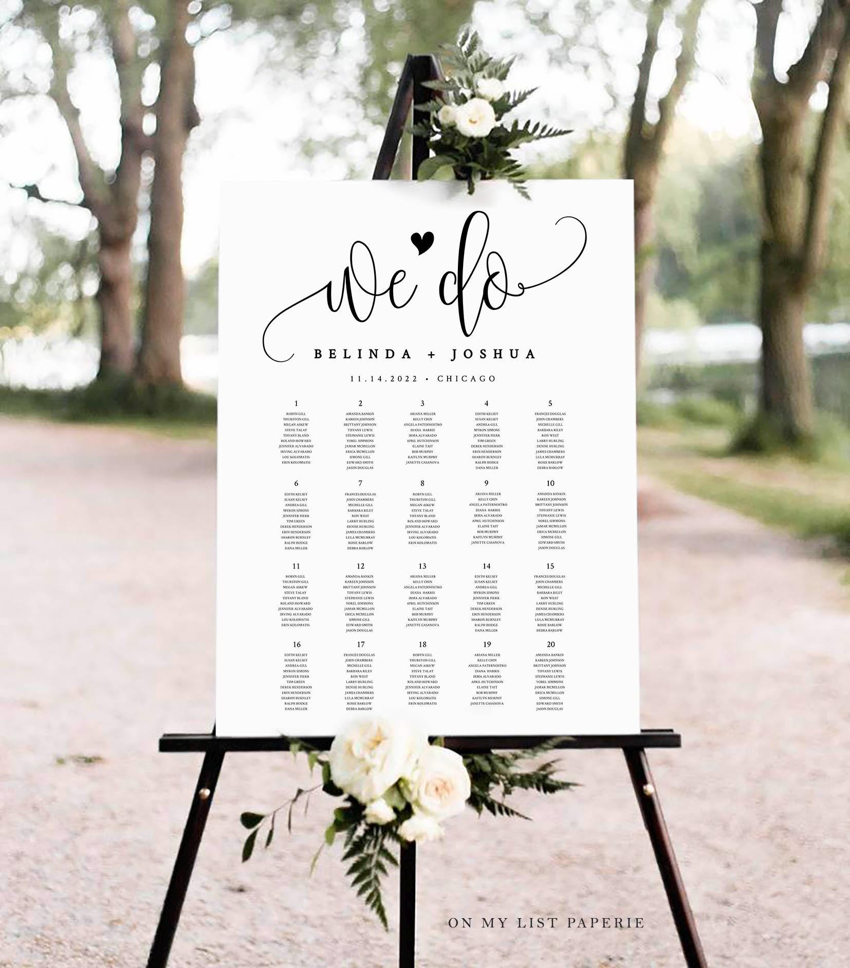 We Do Seating Chart Template, Printable DIY Dinner Menu, INSTANT ...
