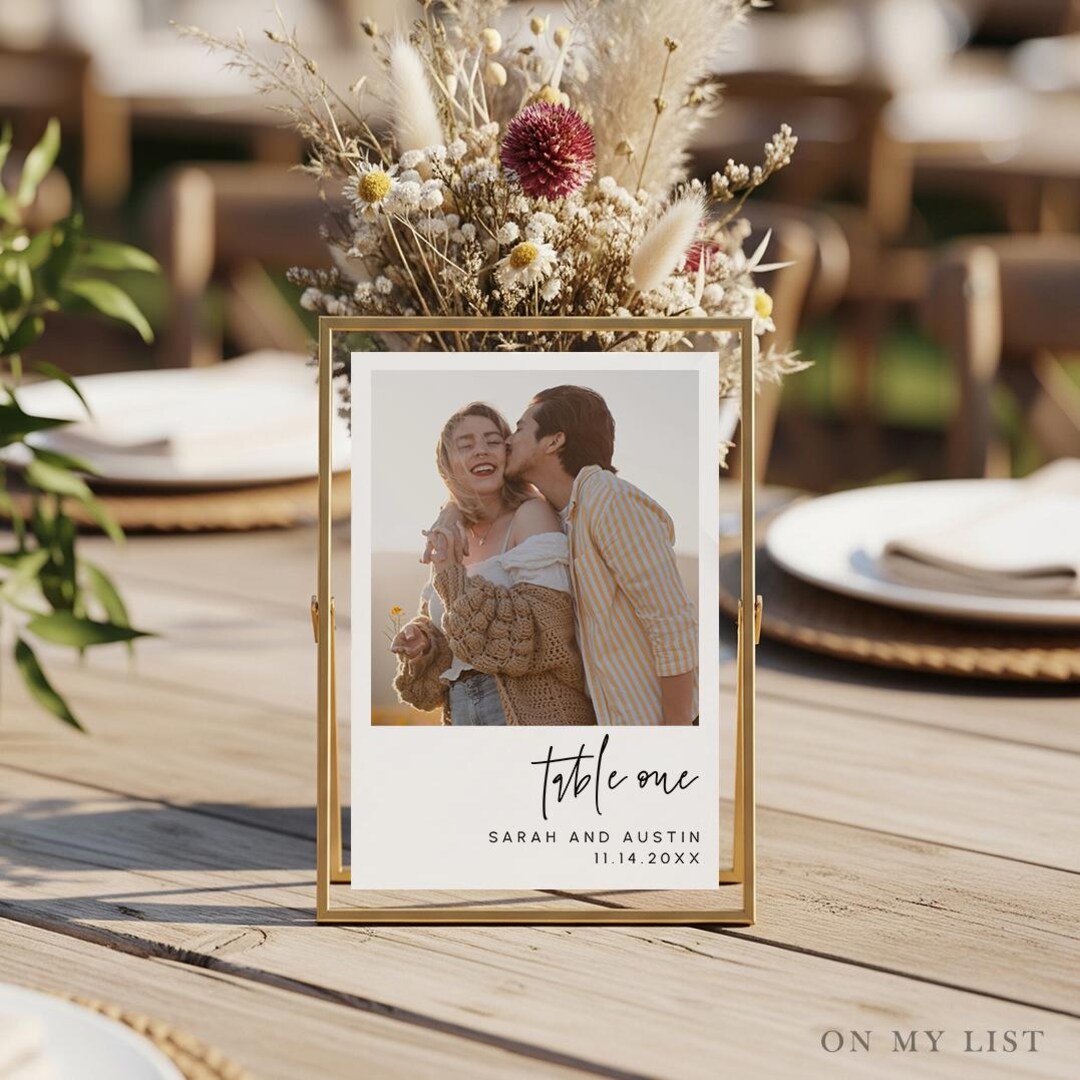 Modern Wedding Table Numbers With Photo | Minimalist Printable Template ...