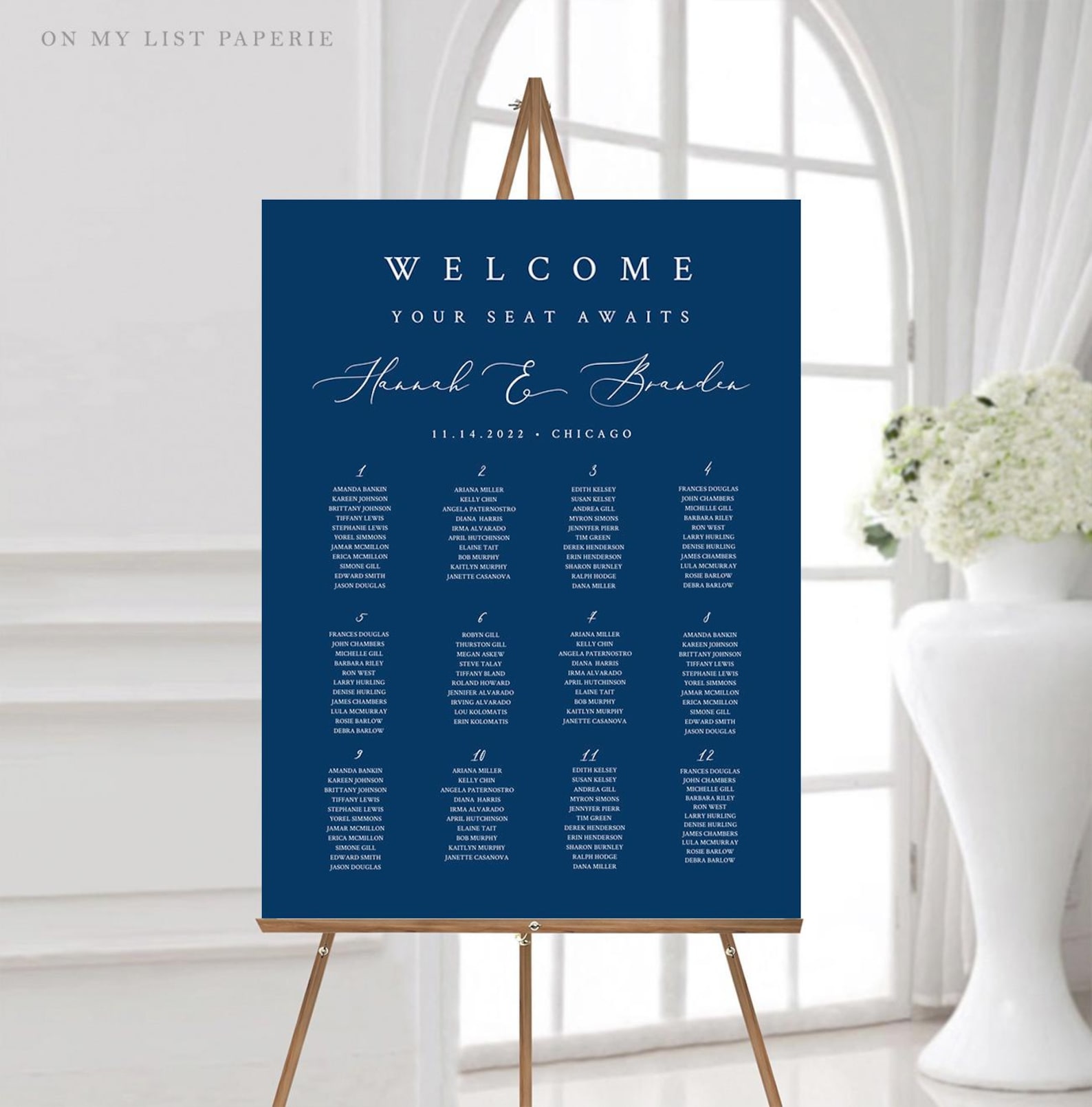 Black and White Seating Chart Template, Printable DIY Dinner Menu ...