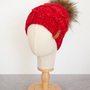 Red Tonal 100% Merino Wool Knit Hat Entangled Beanie Adult Size ...