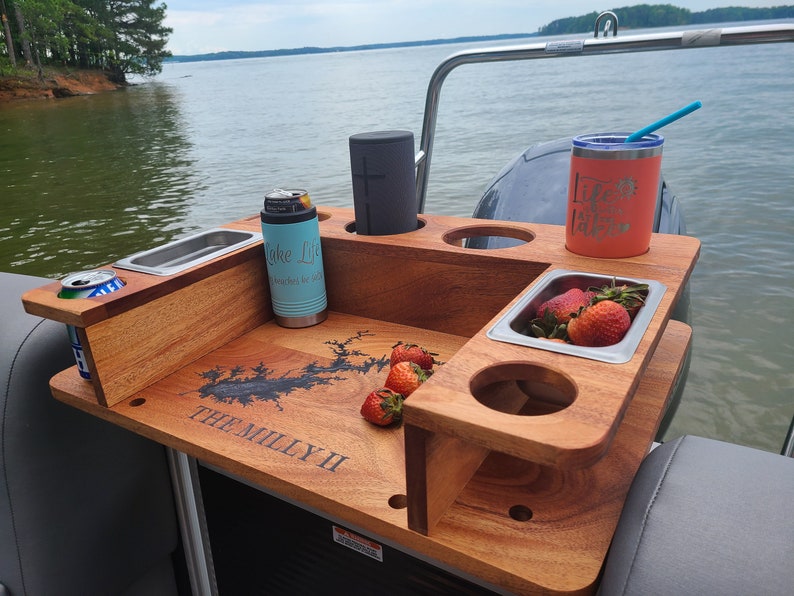 African Mahogany (sapele) Pontoon Boat Bar and Tray - Etsy UK