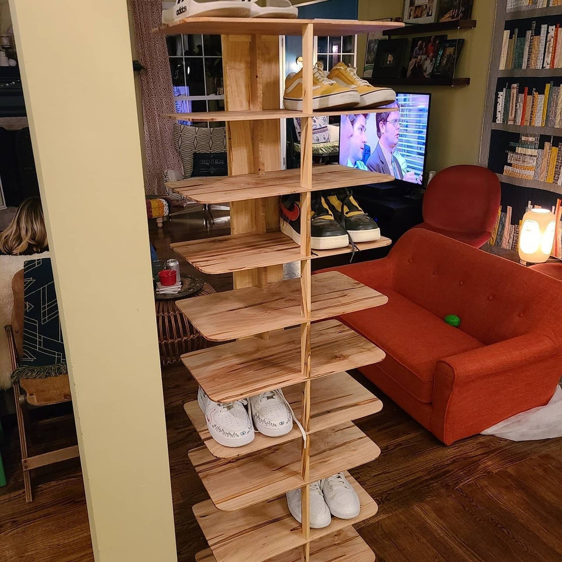 Custom, Hand Made Shoe Tree / Shoe Shelf. Wormy Maple. Shoe Organizer ...