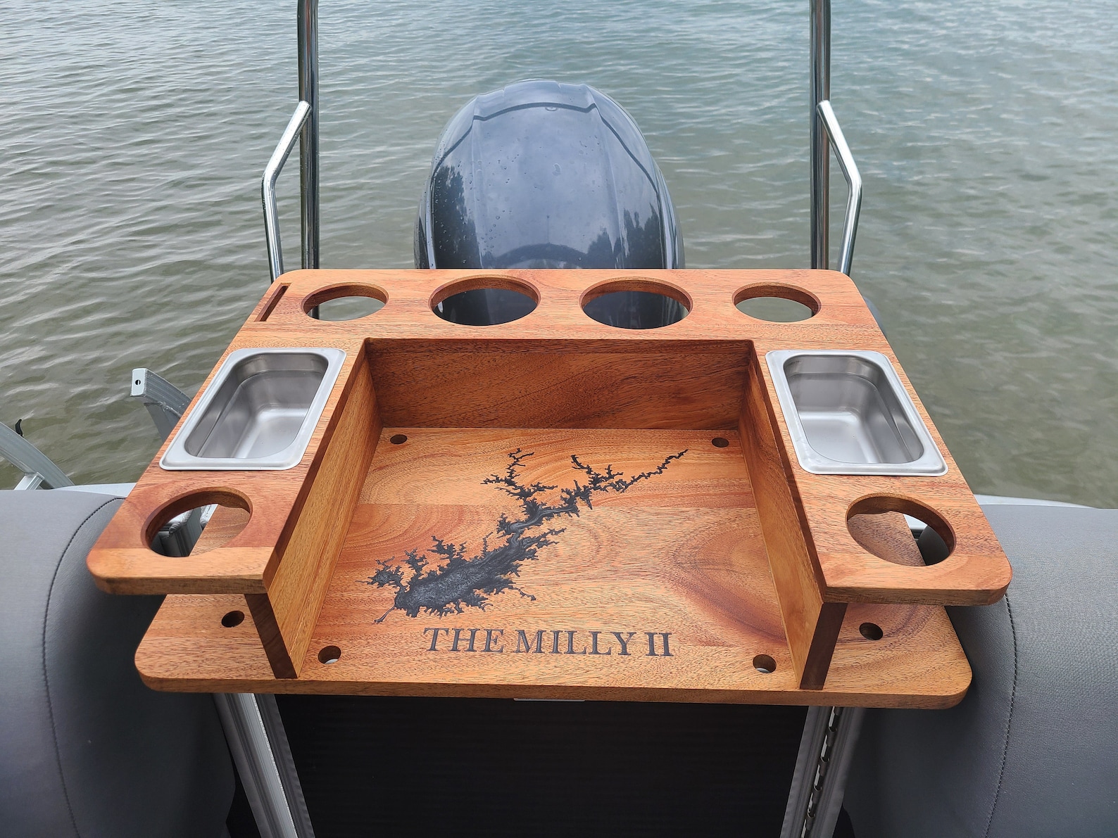 African Mahogany sapele Pontoon Boat Bar and Tray - Etsy UK