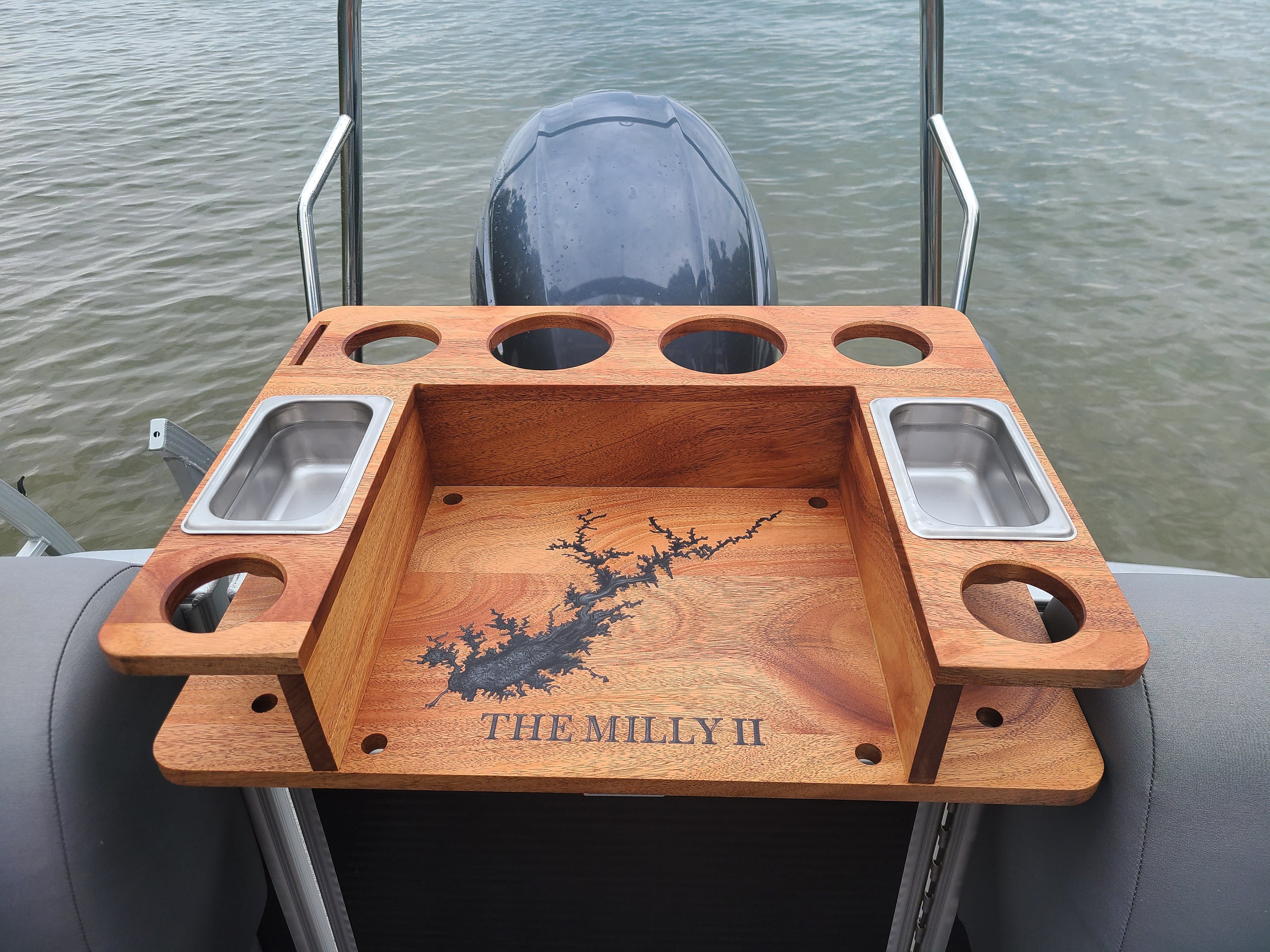 African Mahogany (sapele) Pontoon Boat Bar and Tray - Etsy UK