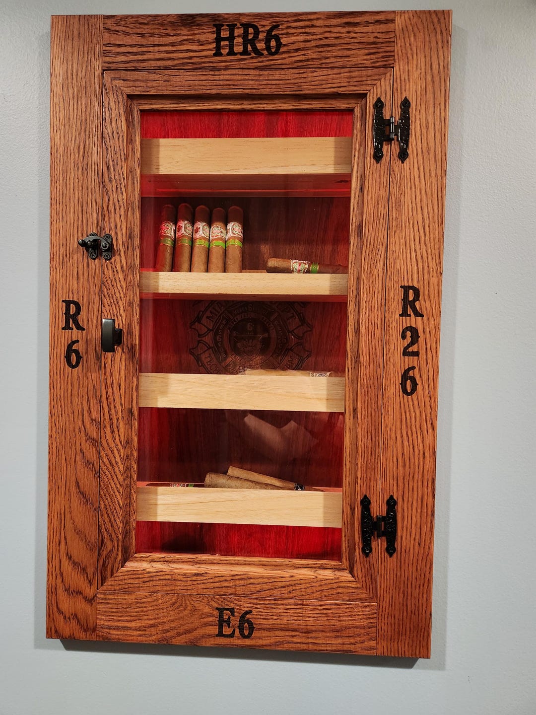 Firefighter or Firehouse Hand Made White Oak In-wall Humidor for Cigars ...