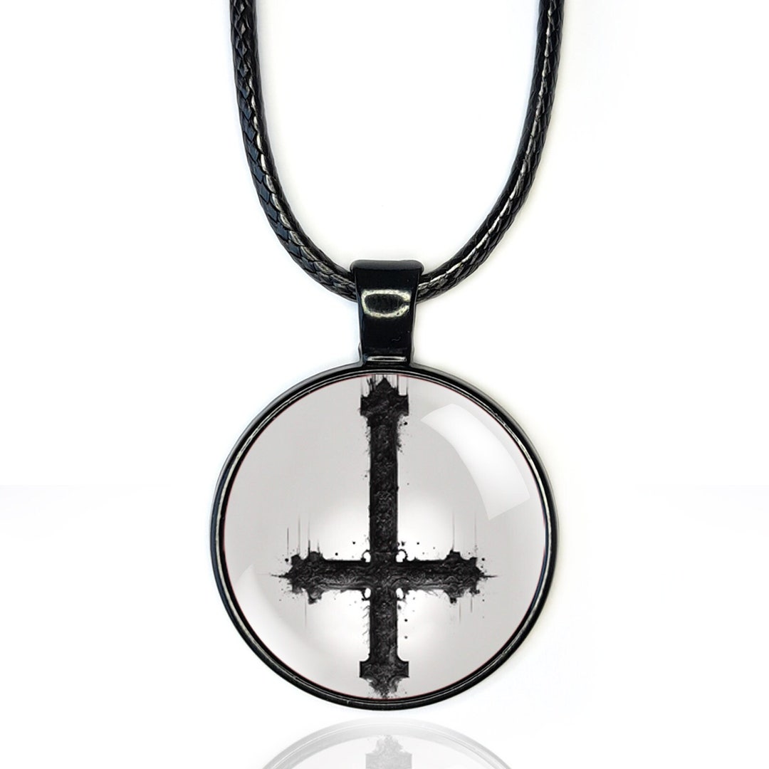Upside Down Cross Necklace, Inverted Cross Pendant, Goth Minimalist ...