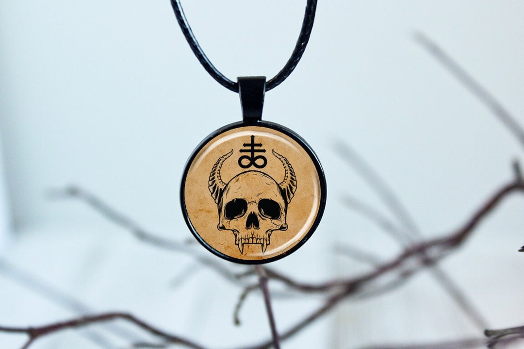 Leviathan Necklace, Occult Jewelry With Satanic Cross and Skull Pendant ...