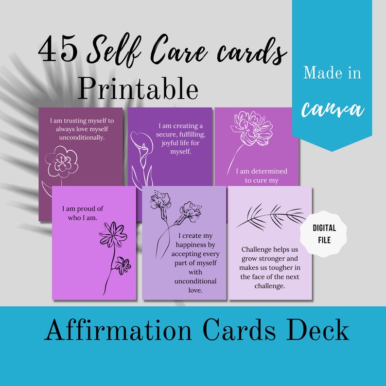 45 Affirmation Cards Digital Download Mindfulness - Etsy