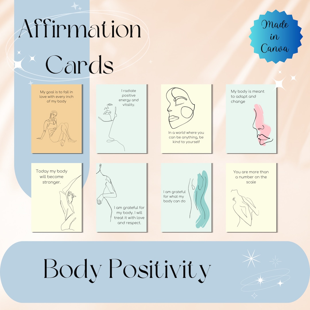 Body Positivity Affirmation Cards, Positive Affirmations for Body Image ...