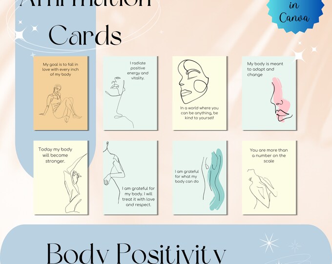 Body Positivity Affirmation Cards, Positive Affirmations for Body Image ...