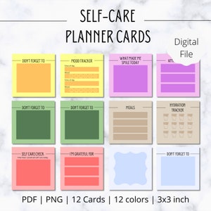 Pastel Self Care Planner Cards, Planner Cards Printable, Planner Task ...