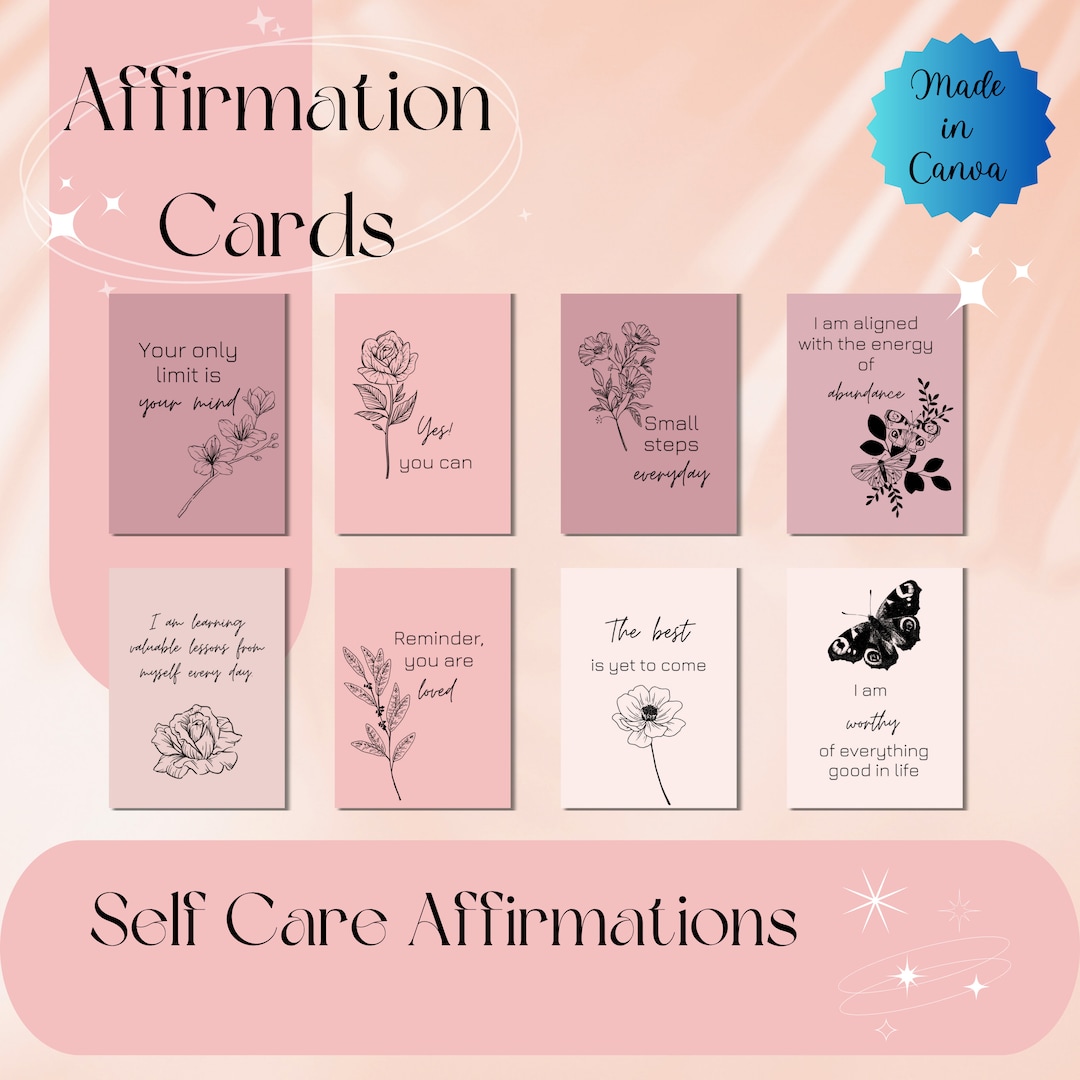 60 Affirmation Cards Digital Download, Mindfulness Affirmations Deck ...