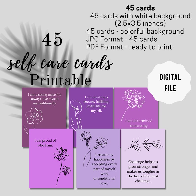 45 Affirmation Cards Digital Download Mindfulness | Etsy