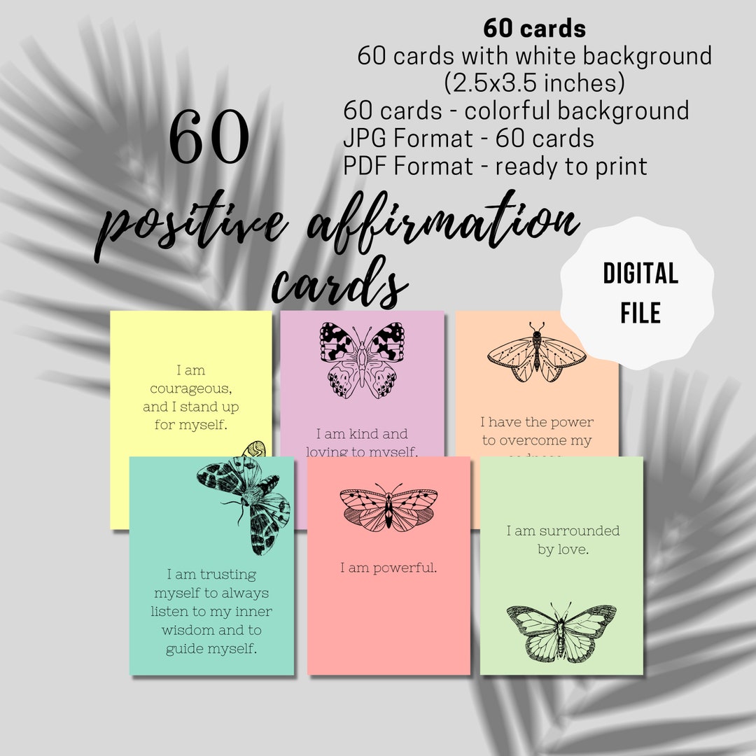 60 Affirmation Cards Digital Download Mindfulness - Etsy