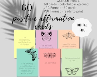60 Affirmation Cards Digital Download Mindfulness | Etsy