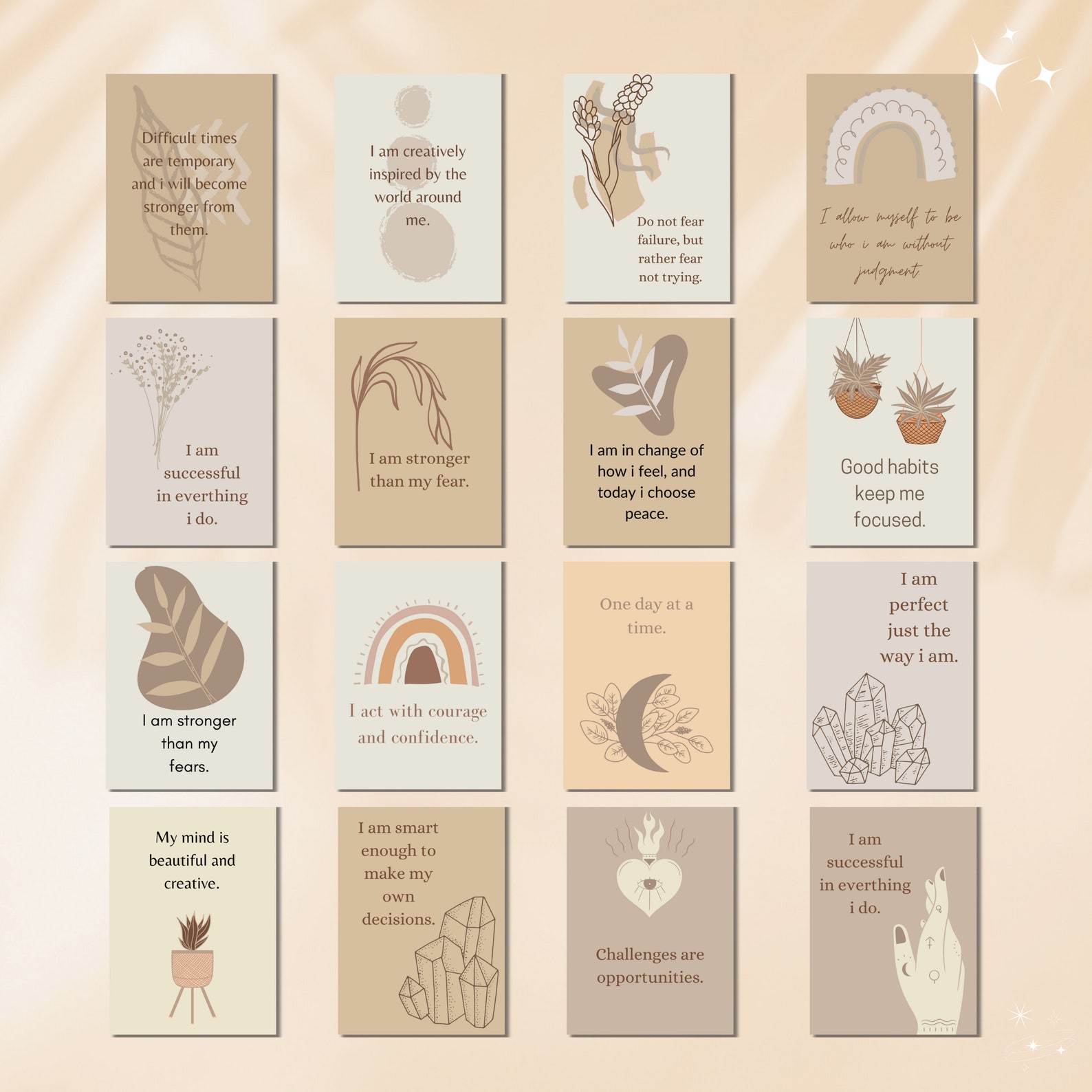 Boho Affirmation Cards, Printable Affirmations, Boho Affirmation Deck ...