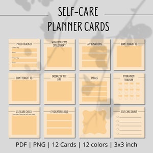 Pastel Self Care Planner Cards, Planner Cards Printable, Planner Task ...