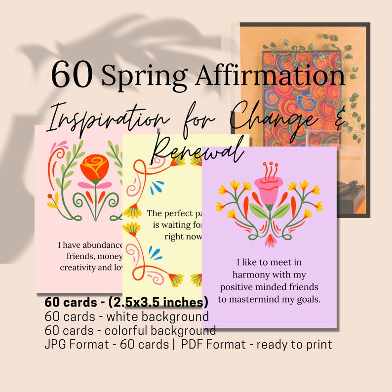Spring Affirmations Cards Inspiration Affirmations for Change - Etsy