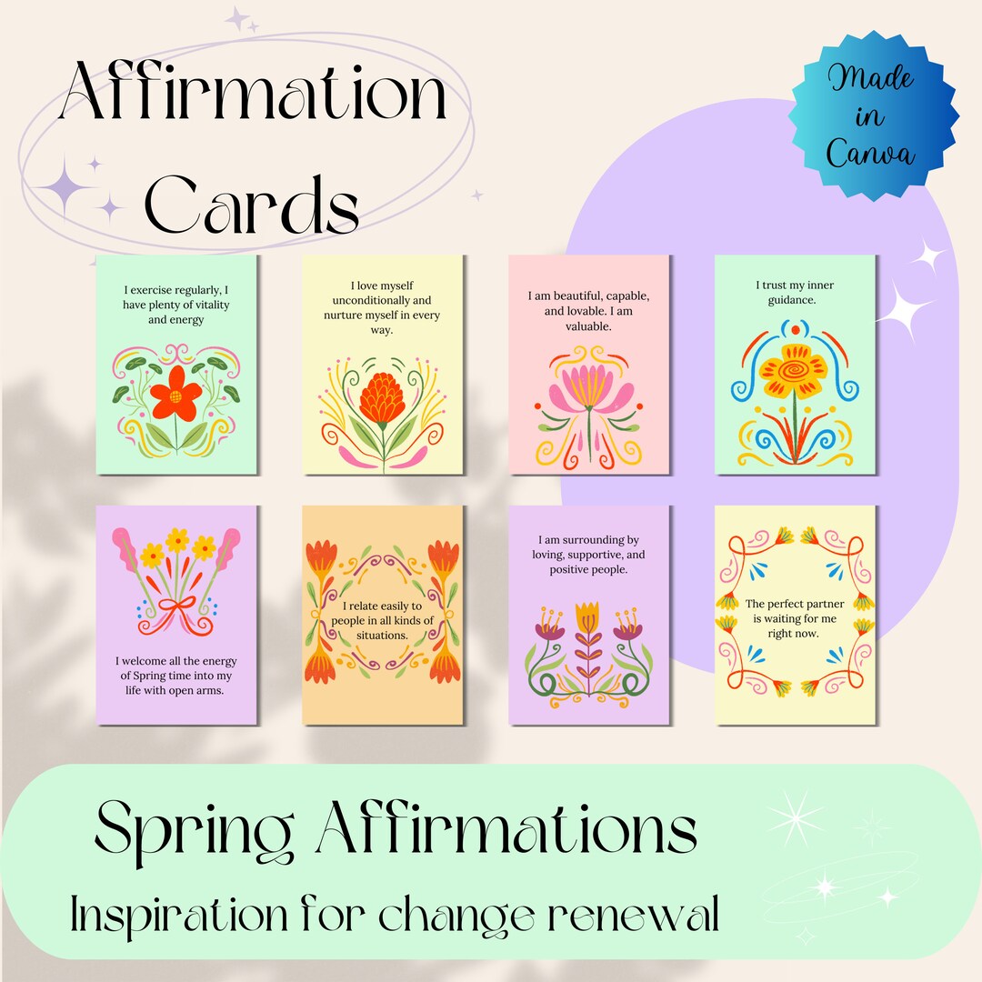 Spring Affirmations Cards, Inspiration Affirmations for Change ...