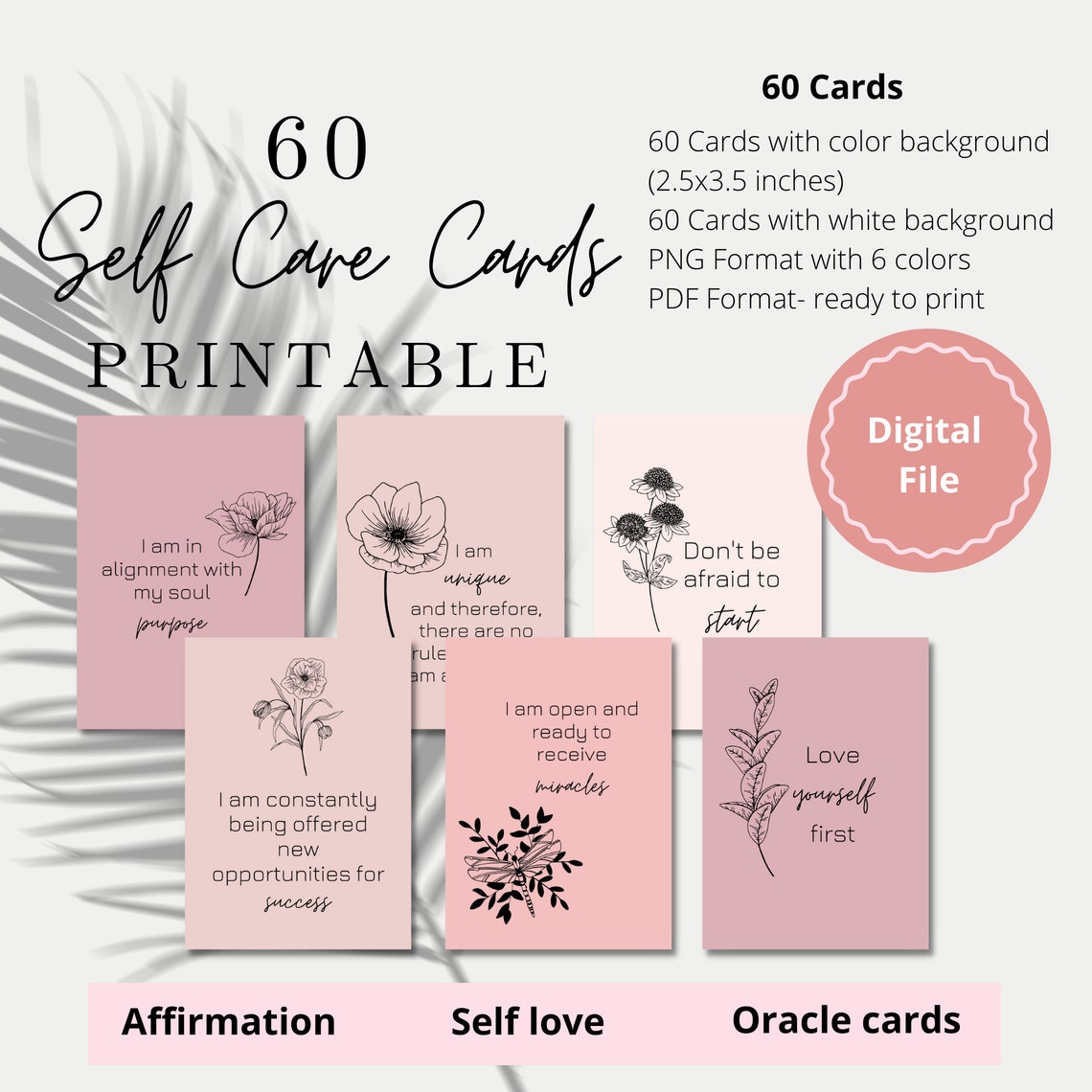 60 Affirmation Cards Digital Download Mindfulness - Etsy