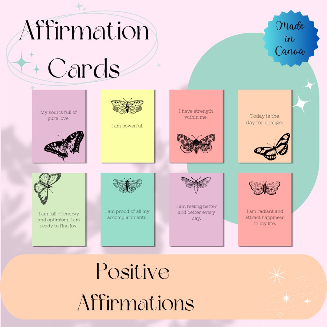 60 Affirmation Cards Digital Download, Mindfulness Affirmations Deck ...