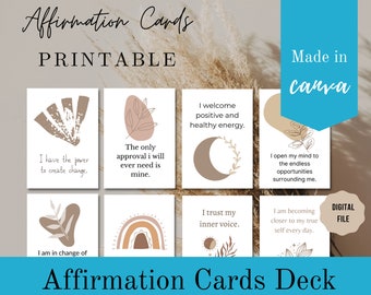 Boho Affirmation Cards Printable Affirmations Motivational - Etsy