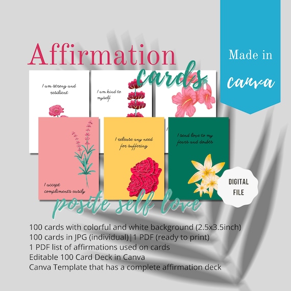 100 Affirmation Cards Digital Download Mindfulness - Etsy