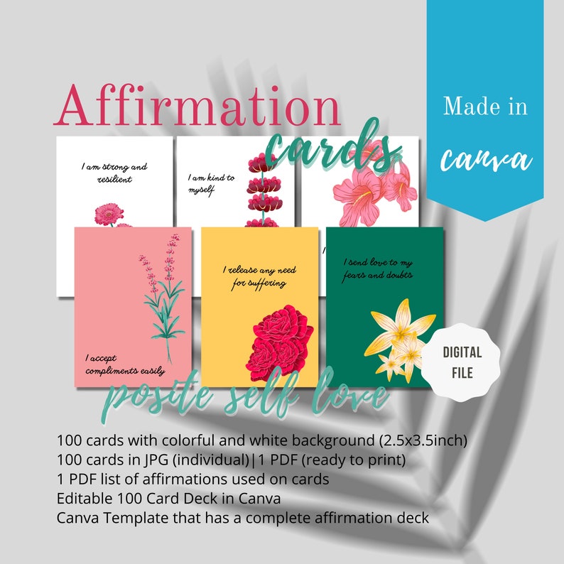100 Affirmation Cards Digital Download Mindfulness - Etsy