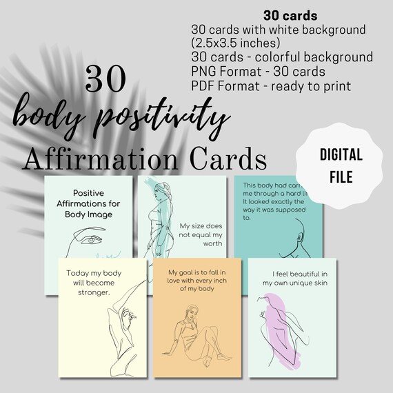 Body Positivity Affirmation Cards Positive Affirmations for - Etsy