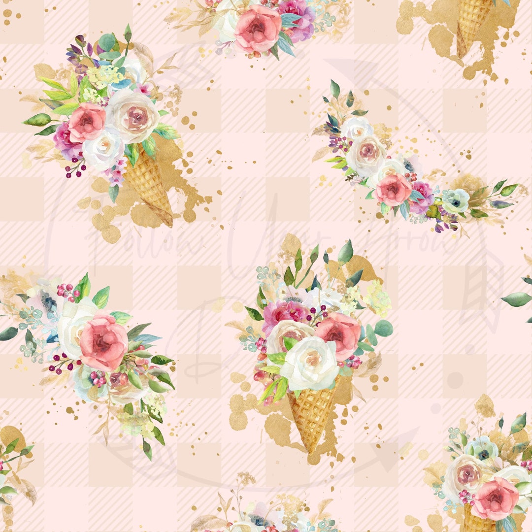 Floral Ice Cream Seamless File - Seamless Pattern - Etsy