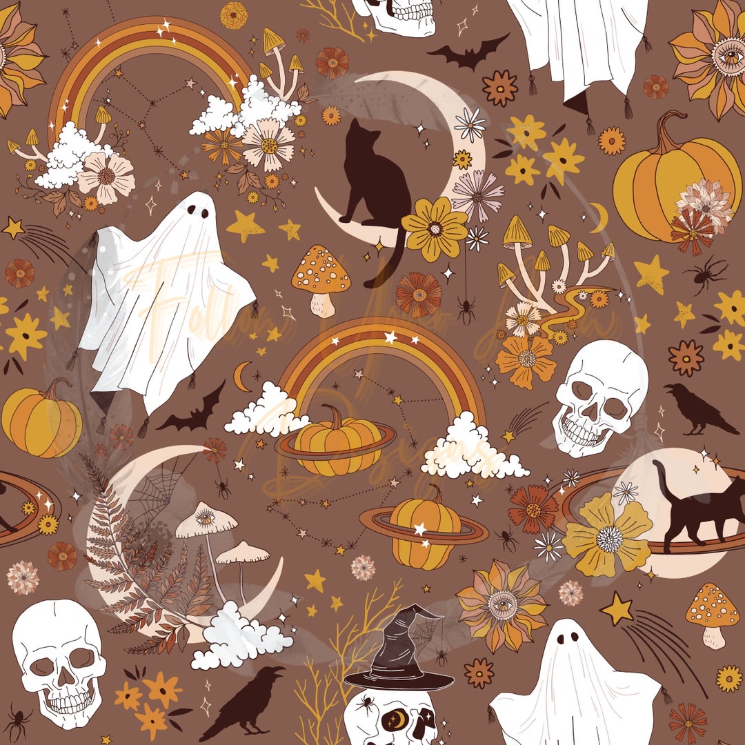 Boho Halloween Seamless File Seamless Pattern - Etsy