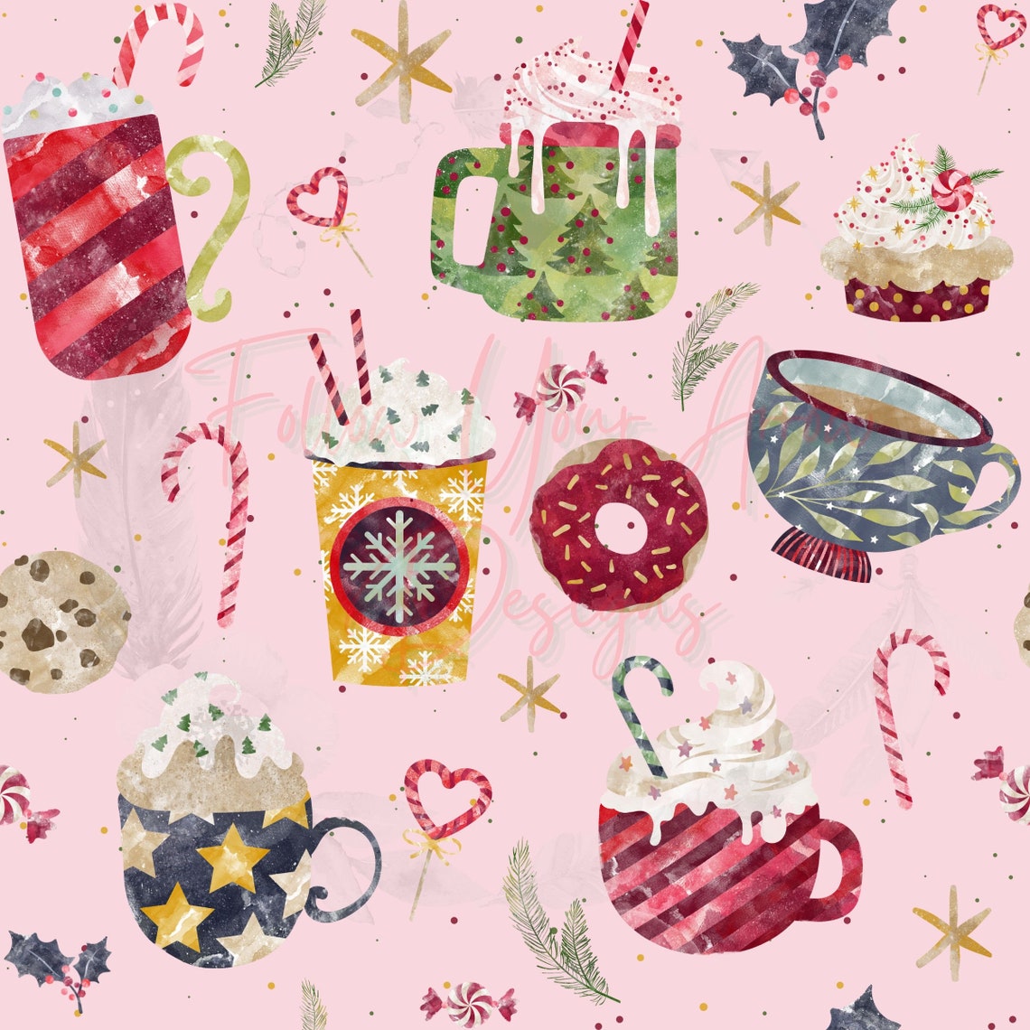 Hot Cocoa Seamless File - Seamless Pattern - Etsy