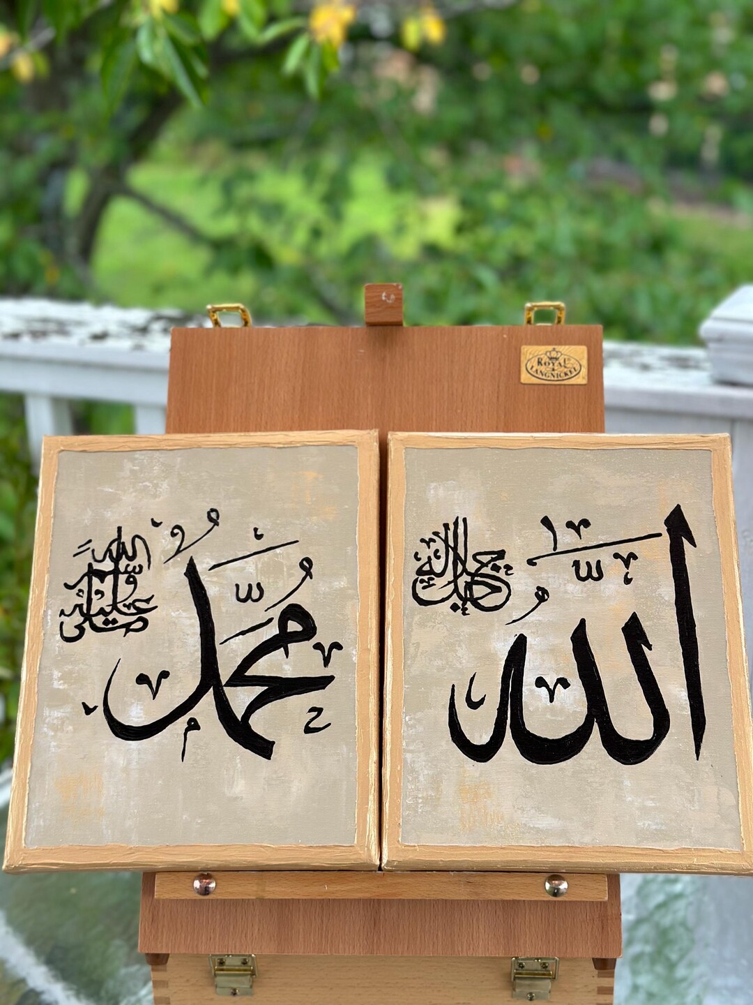 Handmade Acrylic Paint 2 Pc Set Islamic Wall Art, Islamic Wall Art ...
