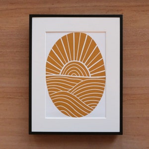 Shine | Original Linocut Print | Linoprint Sun | Linocut Sun Print ...