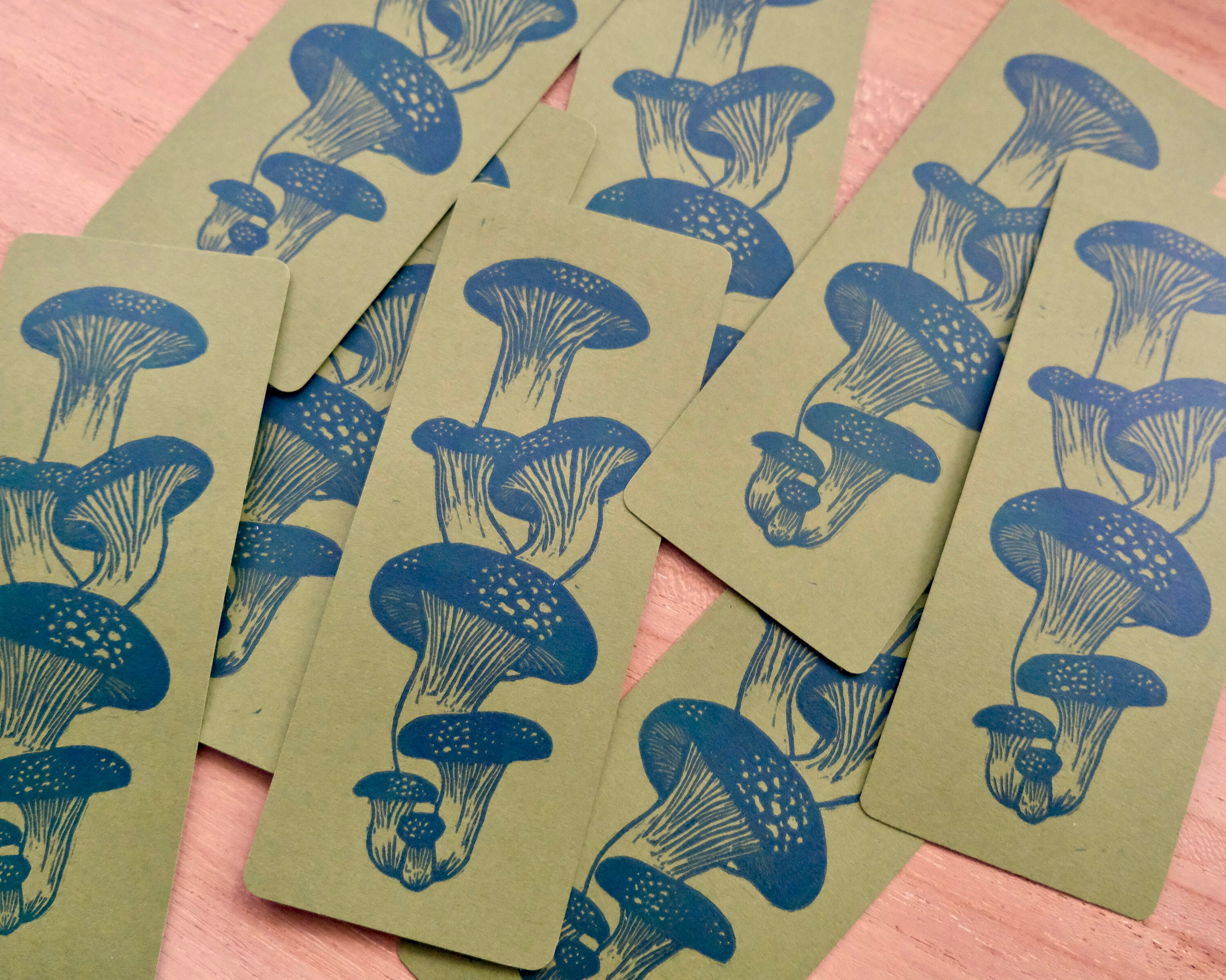 Mushroom Bookmark | Handprinted Linocut Bookmark | Handmade Bookmark ...